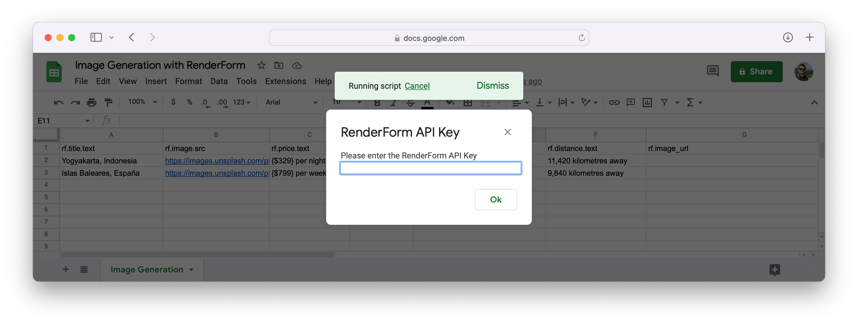Image Generation With Google Sheets RenderForm